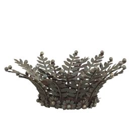 Chic Antique Kerzentablett mit Bl&auml;ttern H8/&Oslash;19 cm, antik messing skandinavische Deko Online Shop