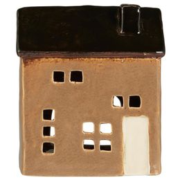 IB Laursen Teelicht Haus aus Keramik Brighton 11.3 x 7.5 x 13.2 cm, braun skandinavische Deko Online Shop