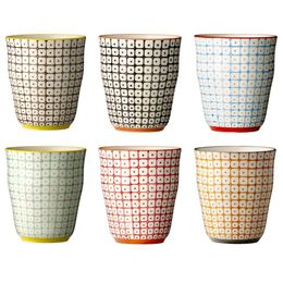 Bloomingville Carla Becher, Steingut 6er &Oslash; 8,5xH9,5 cm, 6 verschiedene Farben skandinavische Deko Online Shop