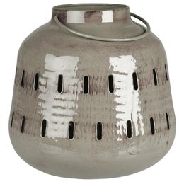 IB Laursen Hurricane mit Lochmuster und Henkel Berkane H&ouml;he 18, &Oslash; 20 cm, grau skandinavische Deko Online Shop