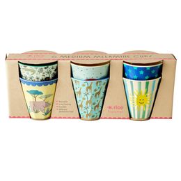Rice Melamin Becher 6er-Set Funky Prints Blau Medium: L33 x B9 x H13 cm, diverse skandinavische Deko Online Shop