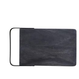 Chic Antique Laon Tapasbrett Mangoholz mit Eisen Henkel 33 x 19 x 1,5 cm, kohle skandinavische Deko Online Shop