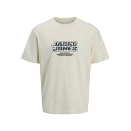 Jack & Jones T-Shirt JACK & JONES "JCOLIDO AOP FRONT PRINT TEE SS CREW NECK", Herren, Gr. XS, sweet corn, Jersey, Obermaterial: 100% Baumwolle, bedruckt, regular fit taillenbedeckt, Rundhals, gerader Abschluss, Shirts T-Shirt, mit Frontprint