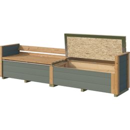 Sitztruhe Weka "optionale Erweiterung f&uuml;r Gartenhaus Killarney", graugr&uuml;n, eiche hell, B:50cm H:63cm T:235cm, Massivholz, Sitzb&auml;nke, verschiedene Farben und Gr&ouml;&szlig;en