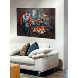 Metallbild Gilde "Bild rechteckig Bartime", farbe bild(er): blau, braun, rot, B:120cm H:80cm T:4cm, Metall, Bilder