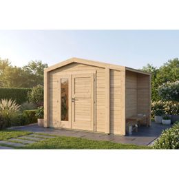 Gartenhaus Weka "Killarney", naturbelassen, ohne Fu&szlig;boden, ohne Dacheindeckung, Massivholz, Gartenh&auml;user, Gartenhaus, Doppelt&uuml;r, 1 1/2 Seite mit Fenster