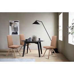 Polsterstuhl stressless "Laurel", braun (sand dinamica, eiche gekalkt), B:49cm H:105cm T:60cm, Microfaser DINAMICA (88% Polyester, 12% Polyurethan), St&uuml;hle, Polsterstuhl, High Back, Gr&ouml;&szlig;e M, mit schr&auml;ggestellten Beinen in Eiche gekalkt