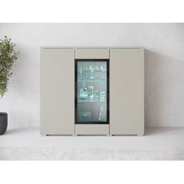 Highboard Home Affaire "Vera", beige (kaschmir), B:120cm H:103,3cm T:39,5cm, Sideboards, Highboard, Highboard mit 4 T&uuml;ren, 9 F&auml;chern, verglasten T&uuml;ren