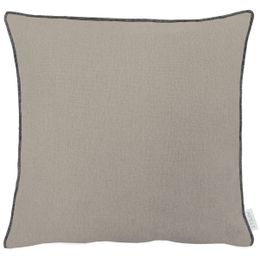 Dekokissen Apelt "Stone", beige (beige, unifarben), B:46cm L:46cm, Obermaterial: 95% Polyester, 5% Leinen, Dekokissen_Sitzkissen_Kissenh&uuml;llen, mit Kettelrand