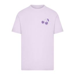T-Shirt MisterTee "MisterTee Paradise Cherries Tee", Damen, Gr. S, lila, 100% Baumwolle, bedruckt, normal, Rundhals, Shirts T-Shirt