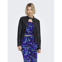 Jacqueline de Yong Lederimitatjacke JDY "JDYEMILY FAUX LEATHER JACKET OTW NOOS", Damen, Gr. 42 (XL), schwarz, Web, Obermaterial: 100% Polyester. Beschichtung: 100% Polyurethan, unifarben, figurbetont h&uuml;ftlang, Jacken