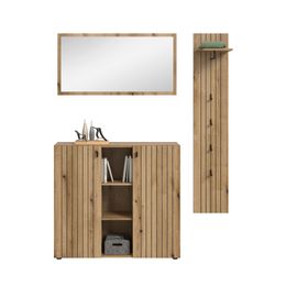 Garderobe Station 3-tlg. Eichefarben
