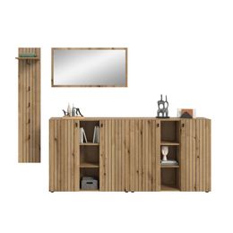 Garderobe Station 4-tlg. Eichefarben