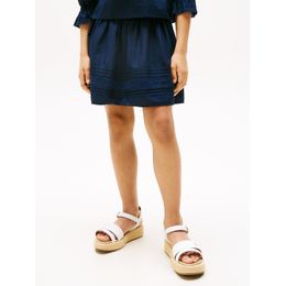 Webrock Tommy Hilfiger "EMBROIDERED TAPE SKIRT", M&auml;dchen, Gr. 16 (176), blau (schwarz night navy), Web, Obermaterial: 100% Baumwolle, unifarben, regular fit kniefrei, R&ouml;cke, f&uuml;r Kinder bis 16 Jahre, mit Stickerei