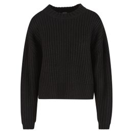 Fleecepullover Urban Classics "Urban Classics Ladies Wide Basic Oversized Sweater", Damen, Gr. XS, schwarz, 100% Polyacryl, unifarben, Rundhals, Sweatshirts Fleecepullover