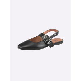Ballerina Heine, Damen, Gr. 40, schwarz, Glattleder, Leder, Rindsleder, Schuhe Ballerina