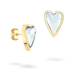 Paar Ohrstecker Liebeskind Berlin "Schmuck Geschenk Edelstahl Ohrringe Glass Heart", gelbgoldfarben, transparent, transparent, Ohrringe, Damen, Edelstahl, mit Glasstein
