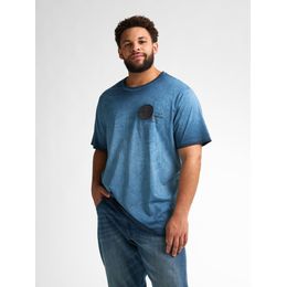 Rundhalsshirt PETROL INDUSTRIES, Herren, Gr. 5XL, blau (navy blau), Jersey, Obermaterial: 100% Baumwolle, mehrfarbig, regular fit taillenbedeckt, Rundhals, gerader Abschluss, Shirts Rundhalsshirt, mit Logo Stickerei