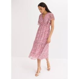 bonprix Midikleid aus softem Mesh, rosa, Gr.40/42 (M), Kurzes Modernes Kleid mit sch&ouml;nem Druck