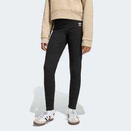 Leggings adidas originals "MID WAIST MINI RIB", M&auml;dchen, Gr. 152, N-Gr, schwarz,, Obermaterial: 46% Baumwolle, 45% Viskose, 9% Elasthan, Hosen Leggings