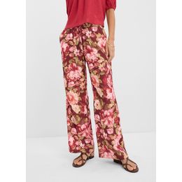 bonprix Marlenehose, rot, Gr.44, feminine Marlenehose mit floralem Print