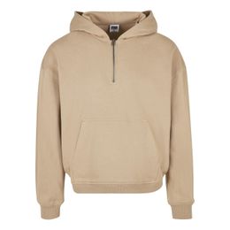 Kapuzenpullover Urban Classics "Urban Classics Herren Boxy Zip Hoody", Herren, Gr. L, unionbeige, 65% Baumwolle, 35% Polyester, unifarben, oversize, ohne Ausschnitt, Pullover Kapuzenpullover