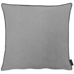 Dekokissen Apelt "Stone", grau (grau, unifarben), B:59cm L:59cm, Obermaterial: 95% Polyester, 5% Leinen, Dekokissen_Sitzkissen_Kissenh&uuml;llen, mit Kettelrand