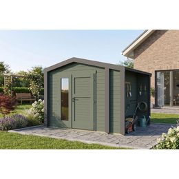 Gartenhaus Weka "Killarney", gr&uuml;ngrau, anthrazit, ohne Fu&szlig;boden, ohne Dacheindeckung, Massivholz, Gartenh&auml;user, Gartenhaus, Doppelt&uuml;r, 1 1/2 Seite mit Fenster