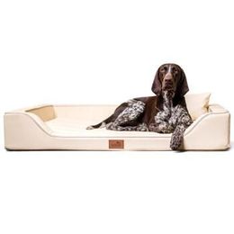 tierlando MELODY LATEX - Orthop&auml;disches LUXUS-Hundebett mit Anti-Haar Kunstleder creme 1 m, 22 cm, 75 cm