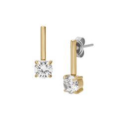 Paar Ohrh&auml;nger Fossil "Schmuck Geschenk Edelstahl Ohrringe ELLIS", gelbgoldfarben, kristallwei&szlig;, kristallwei&szlig;, Ohrringe, Damen, Edelstahl, mit Zirkonia (synth.)