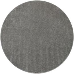 Teppich Paco Home "Porto 890", grau (anthrazit), H:13mm &Oslash;:120cm, Polypropylen, Teppiche, Teppich, Kurzflor, Uni-Farben, ideal im Wohnzimmer & Schlafzimmer
