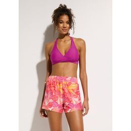 bonprix Neckholder-Bikini und Badeunterteil (3-tlg.Set), lila, Gr.42, Neckholder-Bikini und Schwimshorts