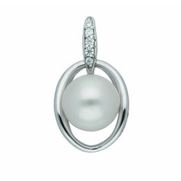 Adelia&acute;s Kettenanh&auml;nger ADELIA&acute;S "Perlenanh&auml;nger 925 Silber mit Zirkonia &ndash; Silberanh&auml;nger Perle", silber, Schmuckanh&auml;nger, Damen, mit Zirkonia, Silber 925 (Sterlingsilber), Kettenanh&auml;nger, Silberanh&auml;nger Perle