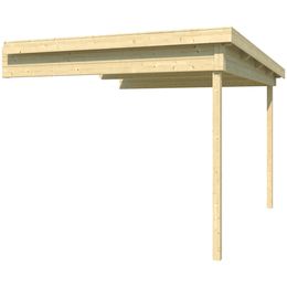 Schleppdach Lasita Maja "Zambezi 300", beige (naturbelassen), B:2.600cm H:2.109cm T:3.248cm, Massivholz, Gartenhaus-Anbaud&auml;cher, Dachverl&auml;ngerung 28 mm
