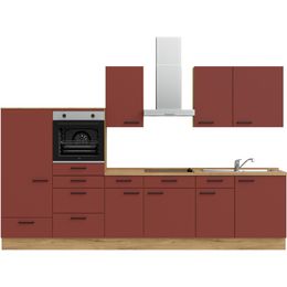 K&uuml;chenzeile Nobilia "Easytouch I", NEU: individuell anpassbar mit gratis Profi-Beratung", rot (k&uuml;che: rot, korpus: eiche sierra nachbildung, arbeitsplatte: eiche sierra nachbildung), B:330,3cm H:216,6cm T:60cm, Komplettk&uuml;chen-Sets, K&uuml;chenzeile, vormontiert, Breite 330 cm, Ausrichtung w&auml;hlbar, wahlw. mit E-Ger&auml;ten