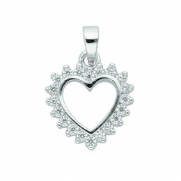Adelia&acute;s Kettenanh&auml;nger ADELIA&acute;S "Herzanh&auml;nger 925 Silber mit Zirkonia &ndash; Silberanh&auml;nger Herz", silber, Schmuckanh&auml;nger, Damen, mit Zirkonia, Silber 925 (Sterlingsilber), Kettenanh&auml;nger, Silberanh&auml;nger Herz