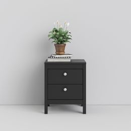 Nachttisch Home Affaire "Nachtkommode, Nachtschrank, Beistelltisch", schwarz (schwarz matt, schwarz, schwarz), B:43,6cm H:54,1cm T:38,4cm, Tische, Nachttisch, mit 2 Schubladen, Breite 44 cm, H&ouml;he 54 cm