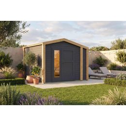 Gartenhaus Weka "Killarney", anthrazit, eiche hell, ohne Fu&szlig;boden, ohne Dacheindeckung, Massivholz, Gartenh&auml;user, Gartenhaus, Doppelt&uuml;r, 1 1/2 Seite mit Fenster