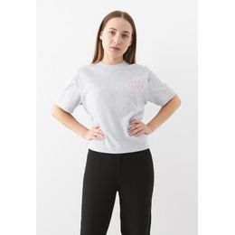 Kurzarmshirt Only "ONLVIVVI LIFE S/S LOVELY TOP JRS", Damen, Gr. M, grau (light grau melange print:cozy bear), Jersey, Obermaterial: 100% Baumwolle, regular fit normal, Rundhals, Shirts, Baumwolle, regular fit, Rundhals