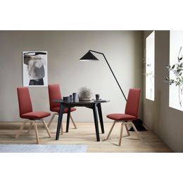Polsterstuhl stressless "Laurel", rot (cherry paloma, eiche gekalkt), B:49cm H:105cm T:60cm, Leder PALOMA: PALOMA ist ein durchgef&auml;rbtes Semianilin-M&ouml;belleder mit nat&uuml;rlicher Narbung., St&uuml;hle, Polsterstuhl, High Back, Gr&ouml;&szlig;e M, mit schr&auml;ggestellten Beinen in Eiche gekalkt
