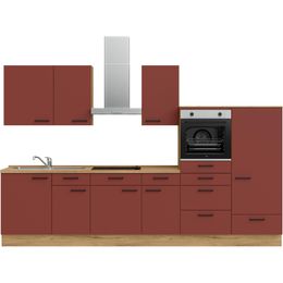 K&uuml;chenzeile Nobilia "Easytouch I", NEU: individuell anpassbar mit gratis Profi-Beratung", rot (k&uuml;che: rot, korpus: eiche sierra nachbildung, arbeitsplatte: eiche sierra nachbildung), B:330,3cm H:216,6cm T:60cm, Komplettk&uuml;chen-Sets, K&uuml;chenzeile, vormontiert, Breite 330 cm, Ausrichtung w&auml;hlbar, wahlw. mit E-Ger&auml;ten
