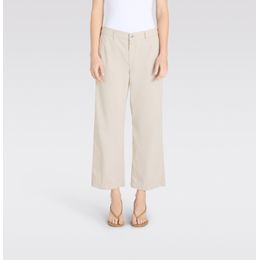 Schlaghose MAC "CARI", Damen, Gr. 42, N-Gr, beige (pumice stone ppt), Web, Obermaterial: 97% Baumwolle, 3% Elasthan, lang, Hosen