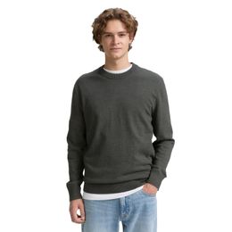 Strickpullover Tom Tailor Denim, Herren, Gr. XXL, gr&uuml;n (gr&uuml;n grau mouline), Strick, Obermaterial: 100% Baumwolle, regular fit taillenbedeckt, Rundhals, B&uuml;ndchen, Pullover Strickpullover, in melierter Optik