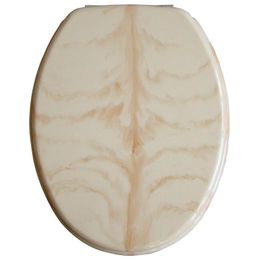 WC-Sitz ADOB "Marmor", beige, Kunststoff, MDF - Mitteldichte Holzfaserplatte, WC-Sitze, extrem stabil mit Edelstahlscharnieren