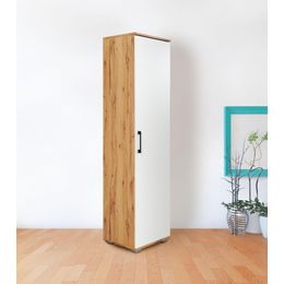 W&auml;scheschrank Priess "Lissabon", braun (astkernbuche, lichtwei&szlig;), B:48cm H:193cm T:36cm, Holzwerkstoff, Schr&auml;nke
