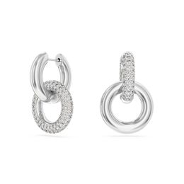 Paar Creolen Swarovski "DEXTERA INTERLINKED", silber (metallfarben, kristallwei&szlig;, kristallwei&szlig;), Ohrringe, Damen, Metall, mit Swarovski Kristall - Einh&auml;nger abnehmbar
