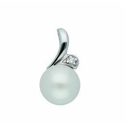 Adelia&acute;s Kettenanh&auml;nger ADELIA&acute;S "Perlenanh&auml;nger 925 Silber mit Zirkonia &ndash; Silberanh&auml;nger Perle", silber, Schmuckanh&auml;nger, Damen, mit Zirkonia, Silber 925 (Sterlingsilber), Kettenanh&auml;nger, Silberanh&auml;nger Perle