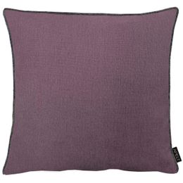 Dekokissen Apelt "Stone", lila (mauve, unifarben), B:46cm L:46cm, Obermaterial: 95% Polyester, 5% Leinen, Dekokissen_Sitzkissen_Kissenh&uuml;llen, mit Kettelrand