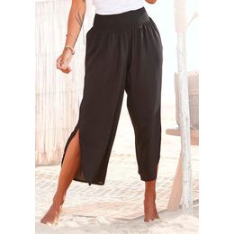 Buffalo Schlupfhose 'mit weitem Bein und seitlichem Schlitz' schwarz Gr. 46 f&uuml;r Damen. Figurumspielend. Nachhaltig.