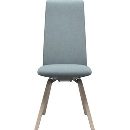 Polsterstuhl stressless "Laurel", blau (aqua dinamica, eiche gekalkt), B:49cm H:105cm T:60cm, Microfaser DINAMICA (88% Polyester, 12% Polyurethan), St&uuml;hle, Polsterstuhl, High Back, Gr&ouml;&szlig;e M, mit schr&auml;ggestellten Beinen in Eiche gekalkt